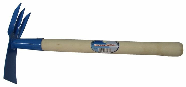 Мотыжка 3 зуба прямая деревянная ручка МКП-3-1