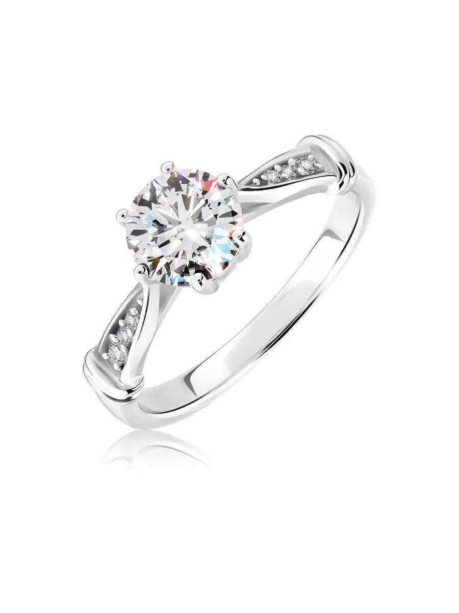 Кольцо помолвочное, серебро, 925 проба, фианит