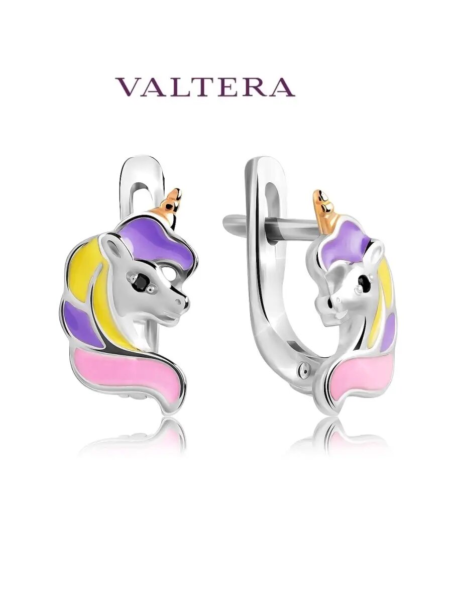 Серьги, серебро, 925 проба, эмаль