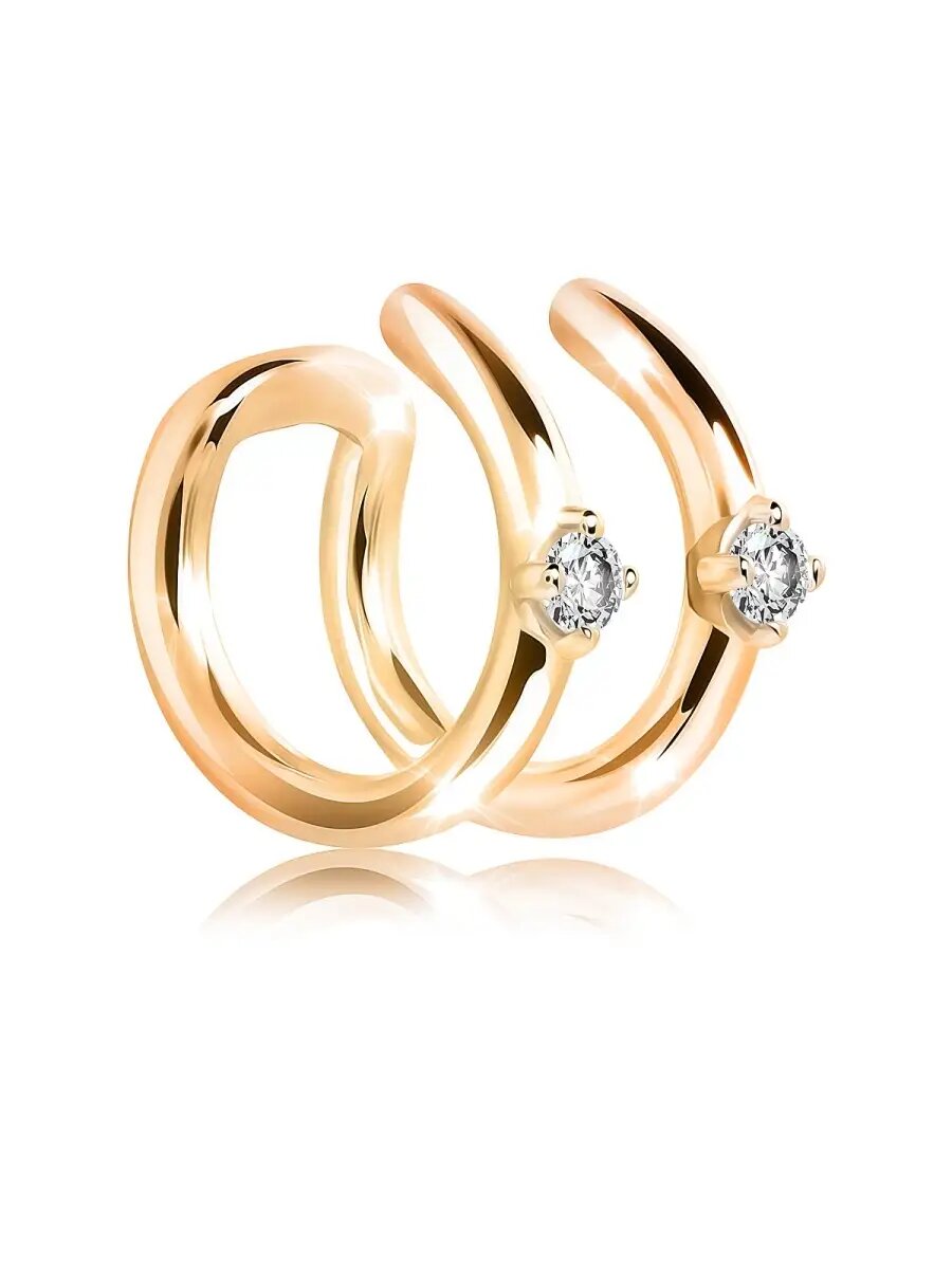 Кафф, серебро, 925 проба, фианит