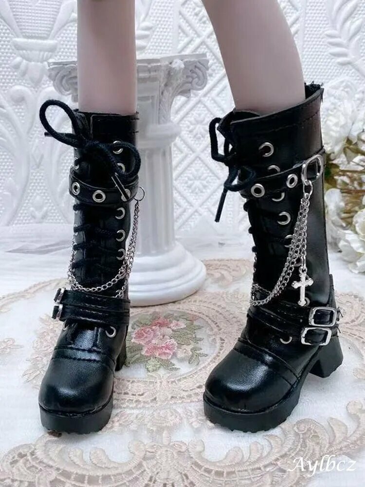 Bjd-обувь для куклы 1/4 bjd, высокие сапоги с перекрестной цепочкой, подходит для ног 5,6 x 2,4