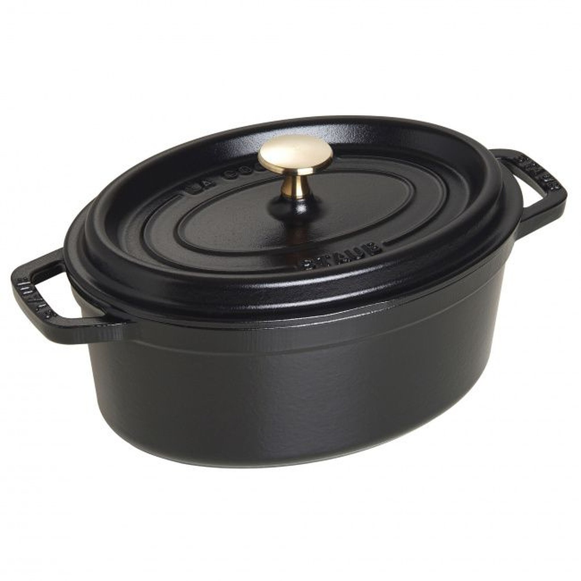 Кастрюля с крышкой овальная STAUB Cocotte, чугунная, диаметр 23 см, цвет черный, 40500-231-0