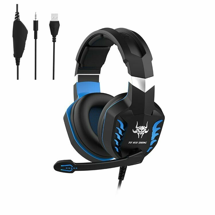 Наушники Игровые С Микрофоном Gaming Headsets Черные Игровая Акустика Для Компьютера Проводная С RGB Подсветкой 3.5mm+USB,