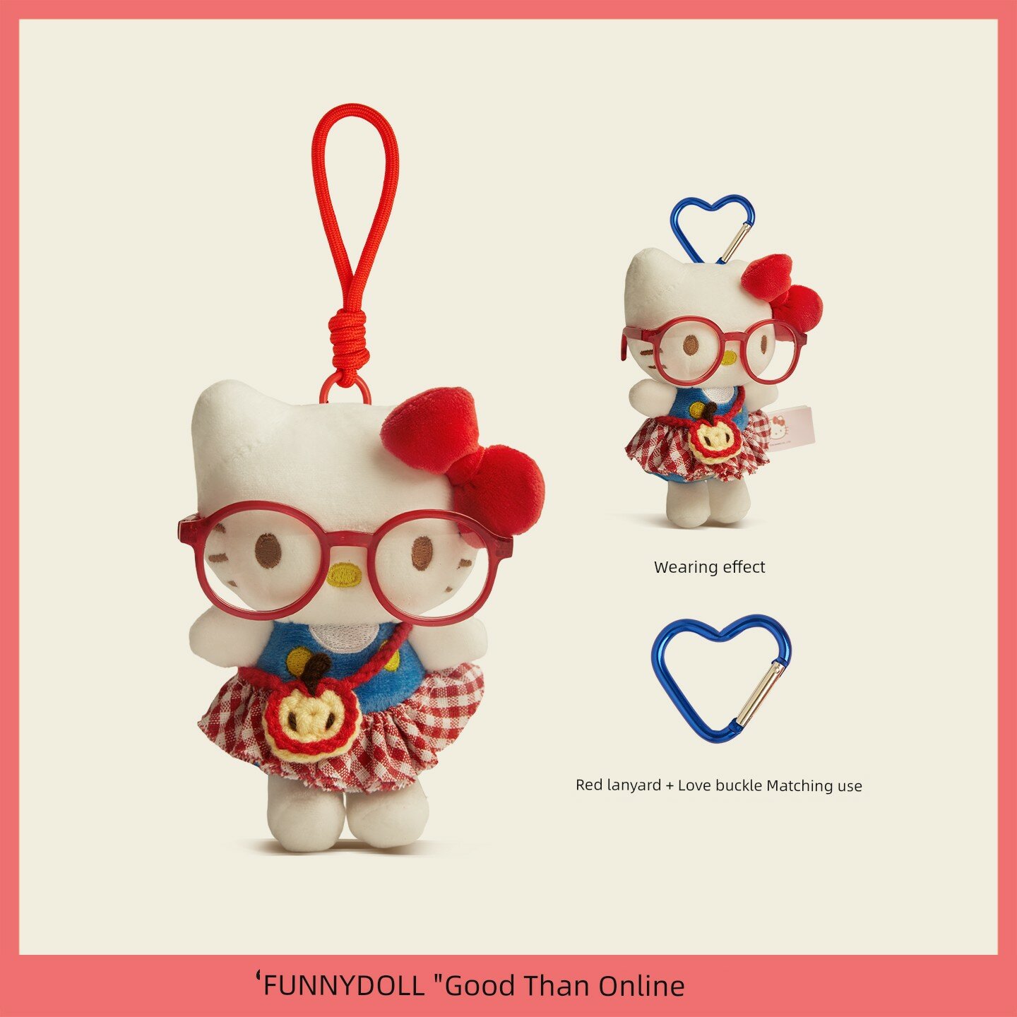 Оригинальный плюшевый брелок Hello Kitty Sanrio, милый кулон для сумки, украшение для рюкзака, маленькая игрушка