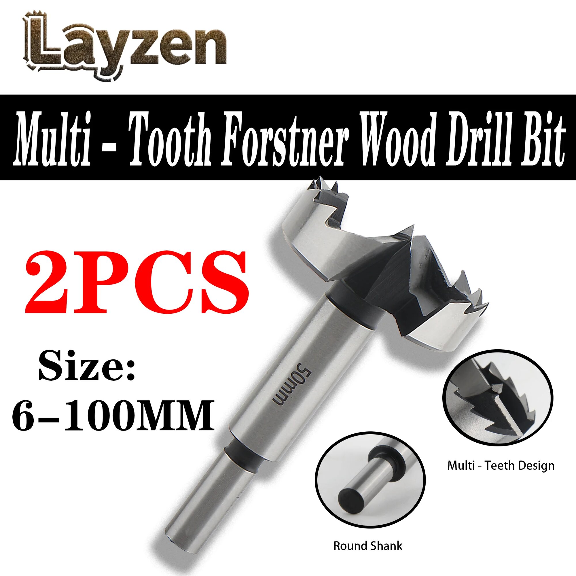 Два сверла Форстнера 6-100 мм из высокоуглеродистой стали 2Pcs 8mm