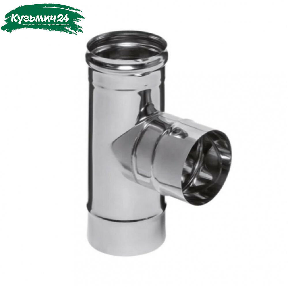 Тройник для дымохода, d 120 мм, угол 90 гр, сталь 0.5 мм, сэндвич-конструкция, 1 шт.