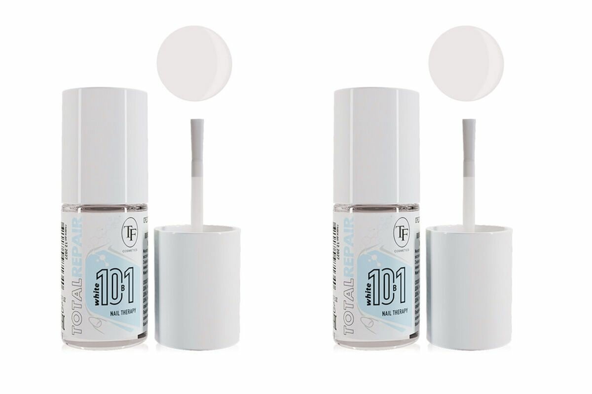 TF cosmetics Лак для ногтей, лечебный, Полное восстановление ногтей 10 в 1, Total Repair, white, 8 мл, 2 шт