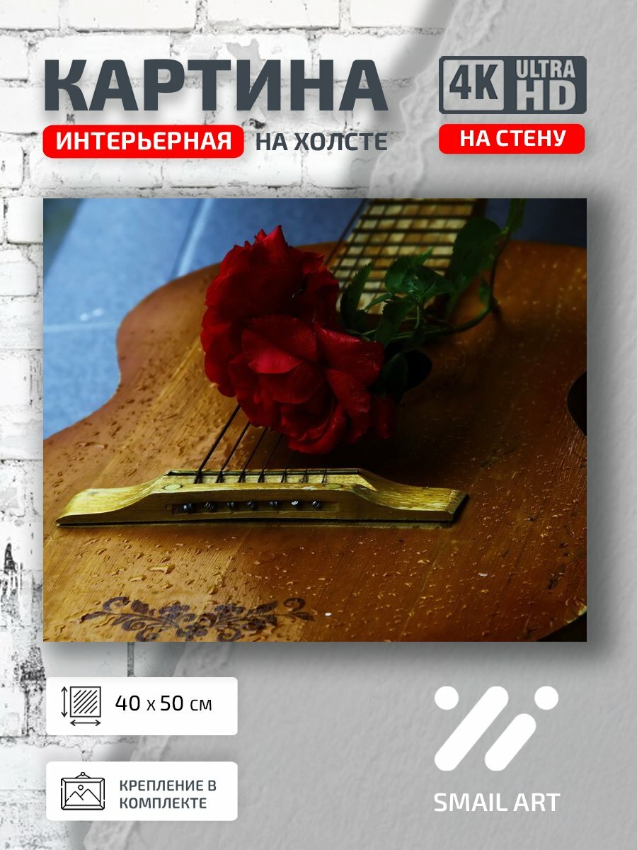 Картина на холсте интерьерная 40 на 50 на стену Гитаре Mood для спальни атмосфера интерьер