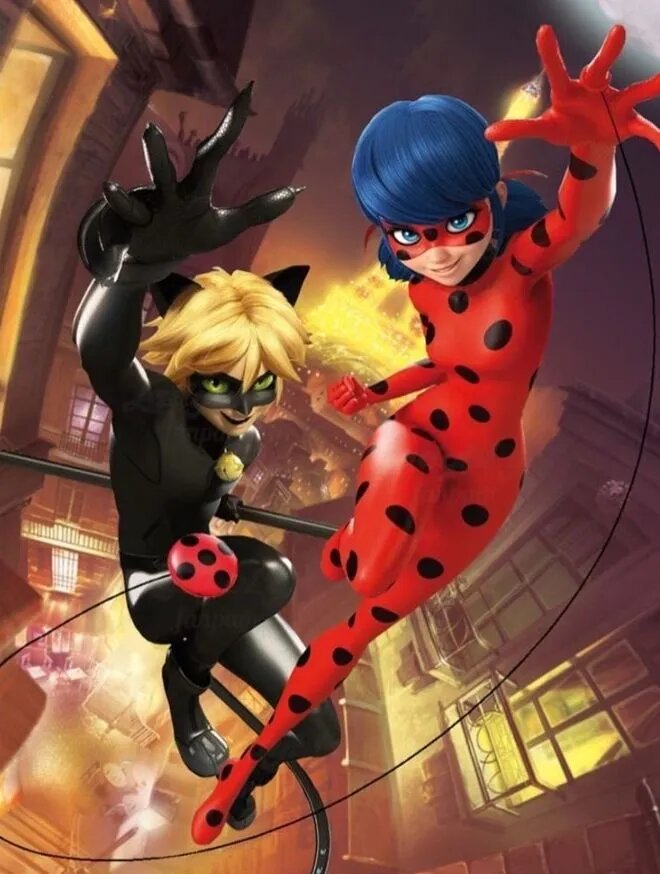 Алмазная Мозаика "Леди Баг И Супер-Кот" 40*50 См, Безрамная, Идеальна Для Дома, Украшения, Подарков.