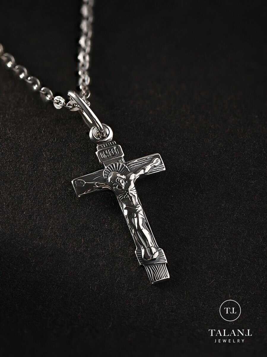 Крестик, серебро, 925 проба, оксидирование