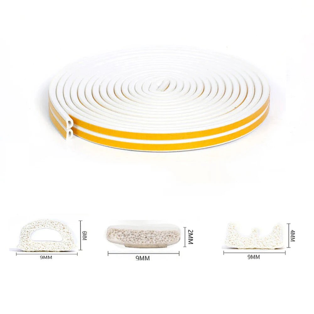 COOSTEE уплотнительная лента для окон из силикона 3/6/10/20 м White, 10M, D Shape
