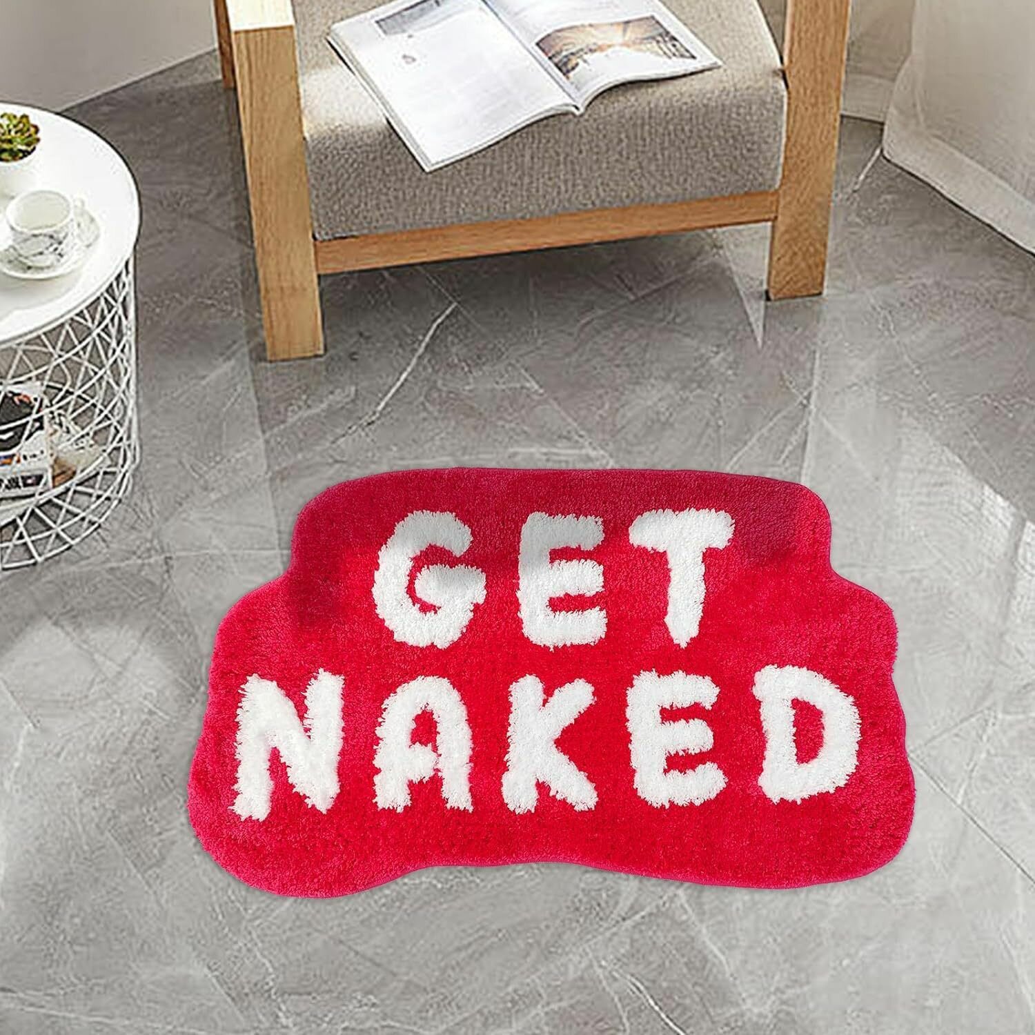 Прикольный коврик для ванной и туалета с надписью "Get Naked", мягкий впитывающий нескользящий ковер из искусственного кашемира, придверный коврик для прихожей