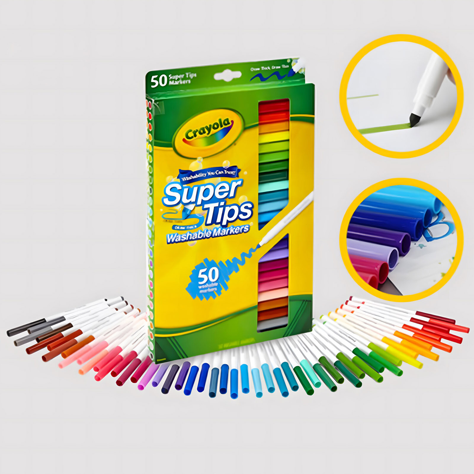 Маркеры стираемые тонконаправленные Crayola Ultra Clean, для детей, для школы, подарки к возвращению в школу, 50 штук