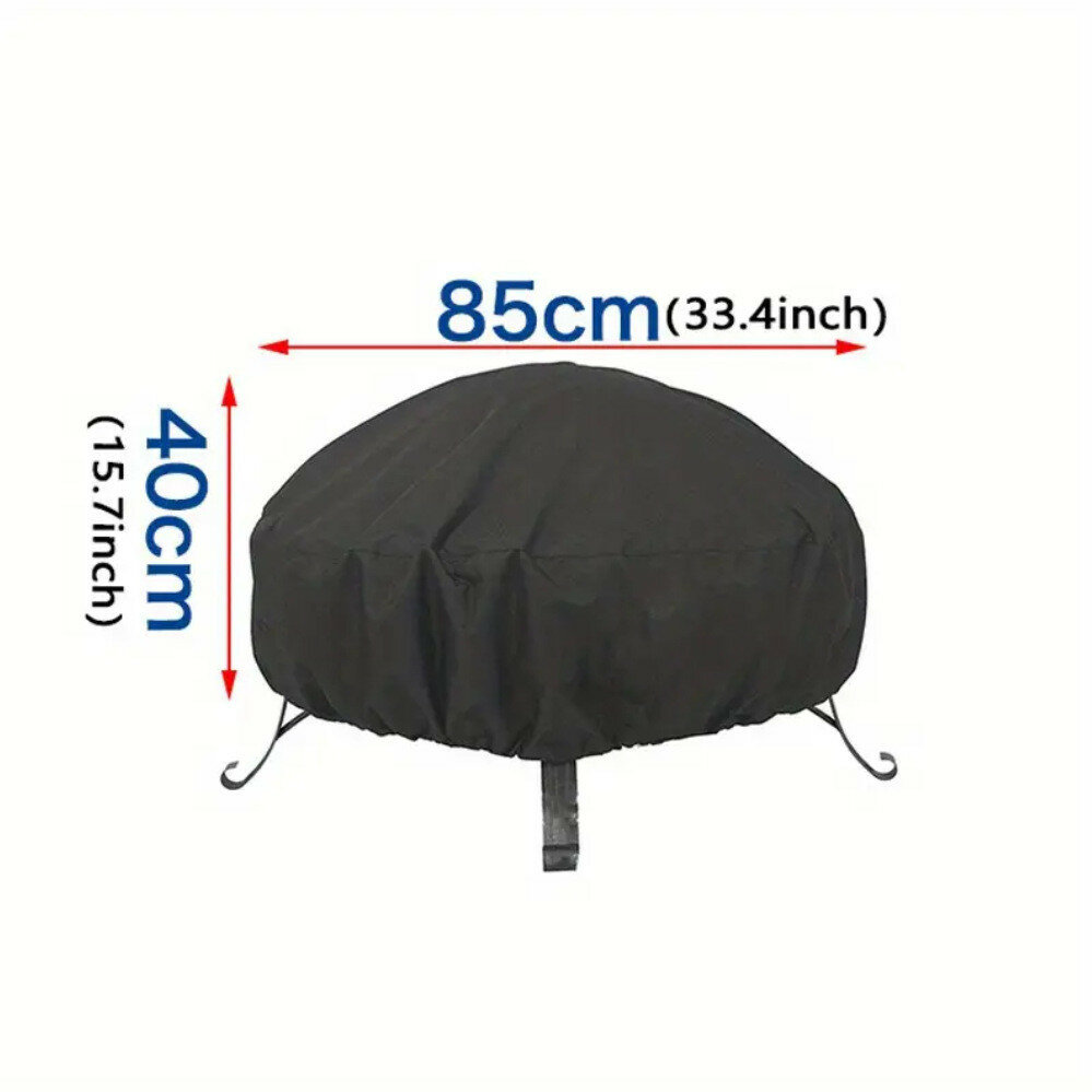 Fire pit cover reliable black oxford fabric weather resistant dustproof 85cm