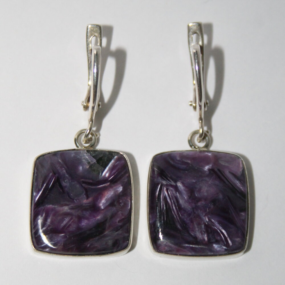 Серьги с подвесками True Stones, чароит