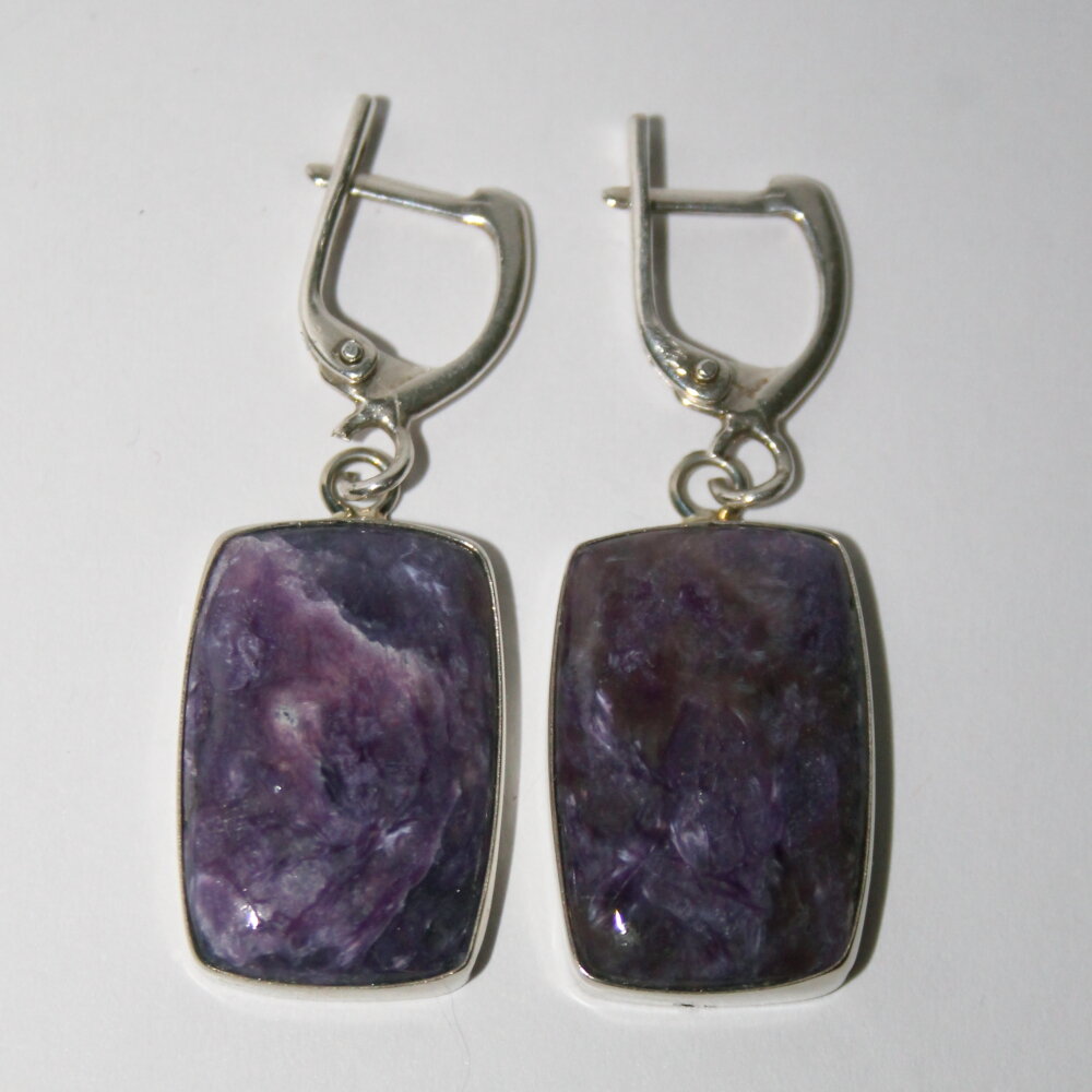 Серьги с подвесками True Stones, чароит