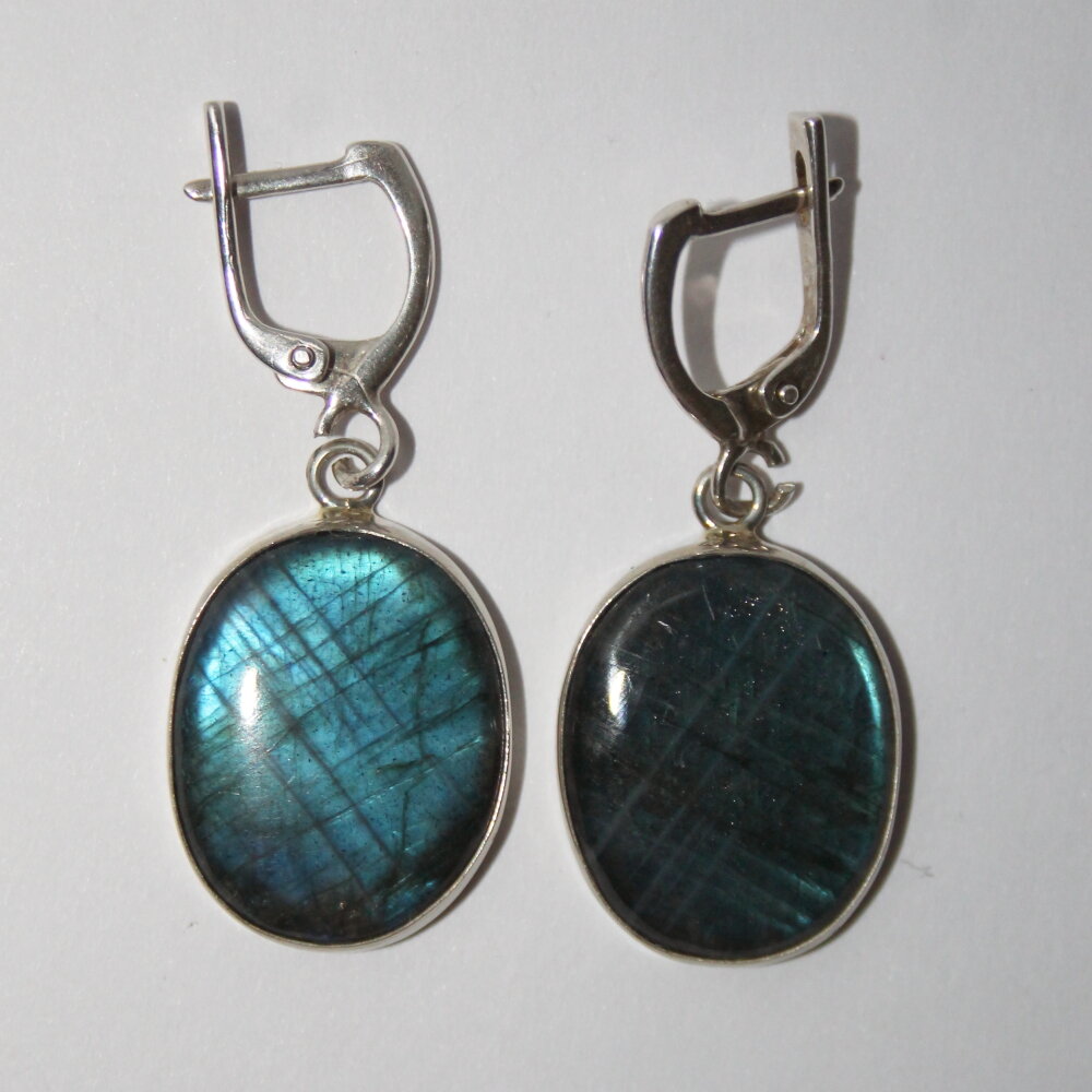 Серьги с подвесками, лабрадорит