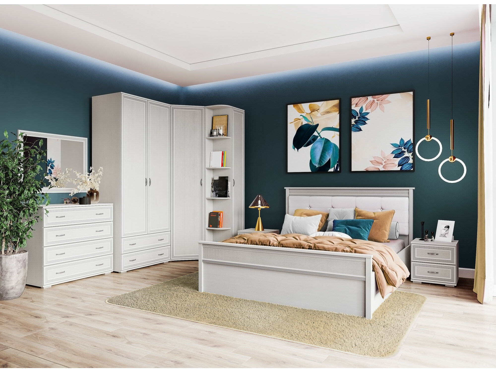 Модульная спальня в классическом стиле, набор 4, Ясень анкор светлый