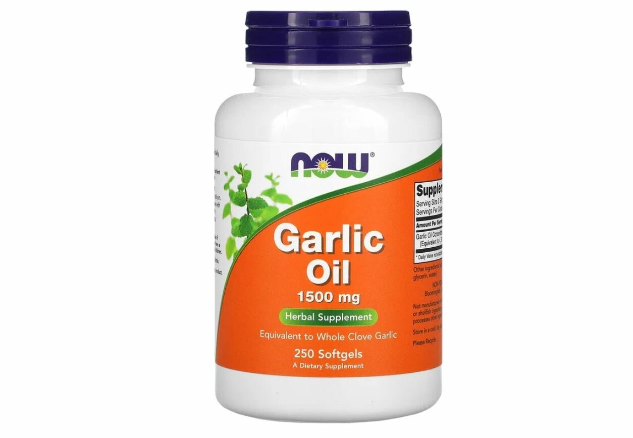 Now Foods, Чесночное масло, Garlic Oil 1500 мг, 250 желатиновых капсул