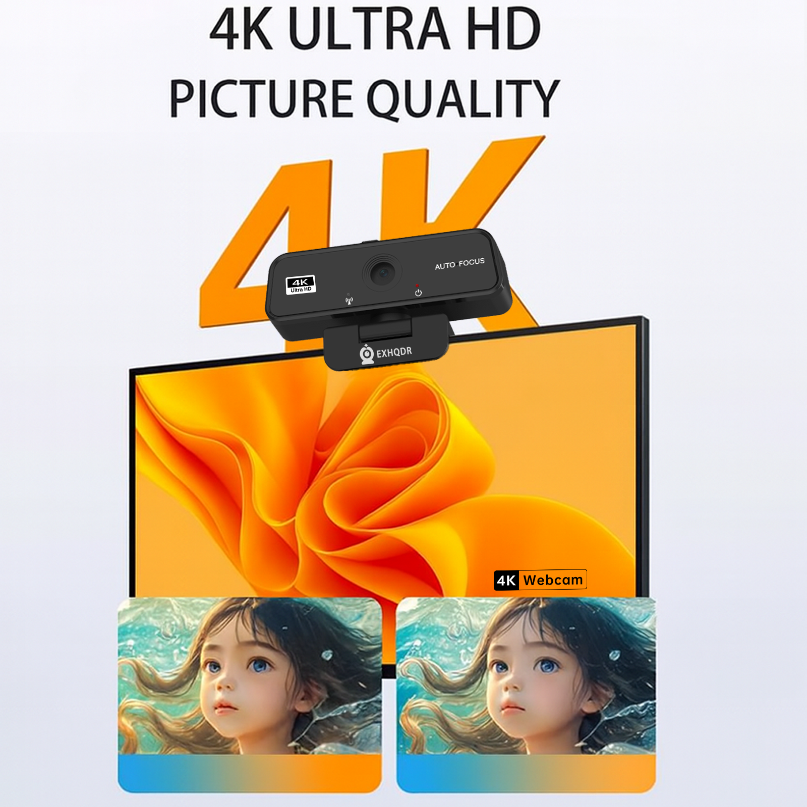 Веб-камера EXHQDR B03, 4К, автофокус, USB, штатив в комплекте