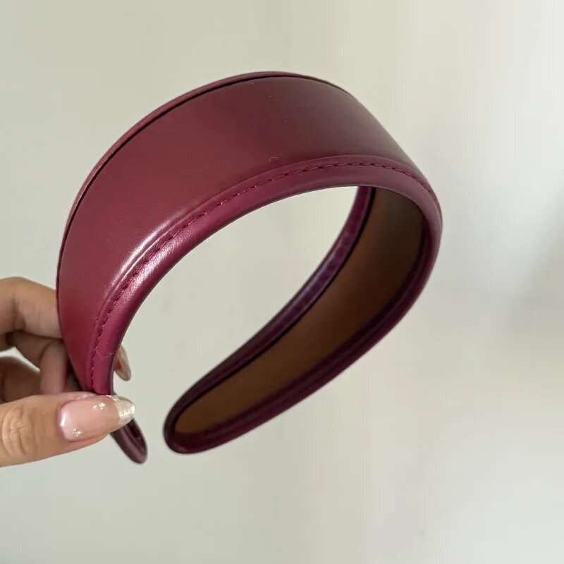 Красный кожаный обруч Бордовый, 04 Wine Red PU Leath