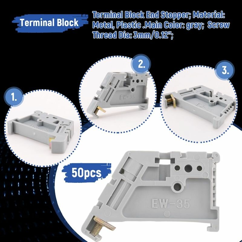 (P G T F) 50 шт. 35 мм DIN-рейка клеммная колодка торцевая пробка монтажные зажимы