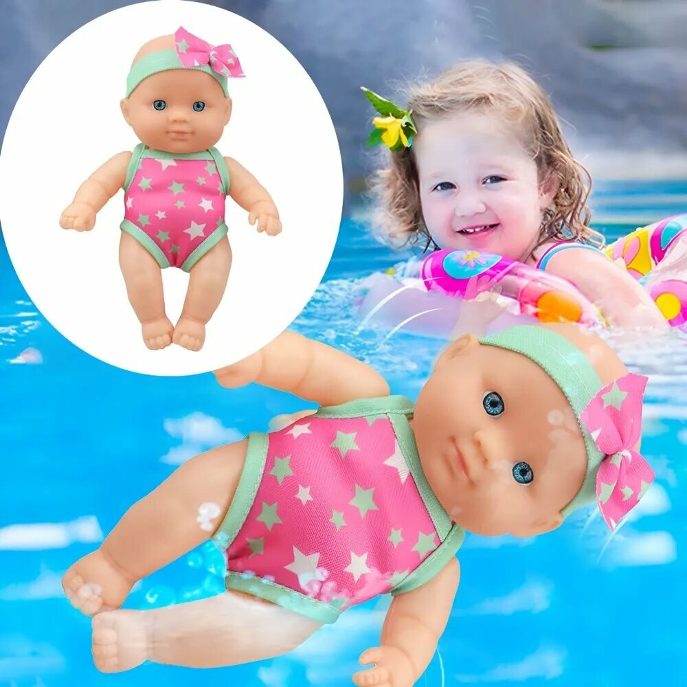 BESTSKY Купающаяся кукла-малыш с подвижными суставами и съемным купальником для игры в ванной и бассейне