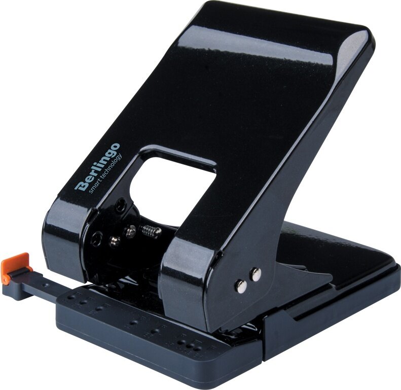 Дырокол Berlingo Smart Technology, с линейкой и фиксатором, DDm_45301, черный, на 45 листов