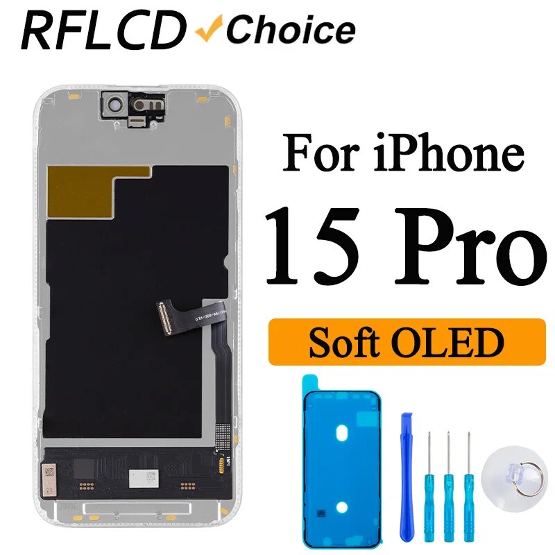 OLED-дисплей для iPhone 15 Pro, сенсорный экран, сборка дисплея с тачскрином для замены LCD-дисплея 15 Pro, поддержка 120 Гц с функцией True Tone