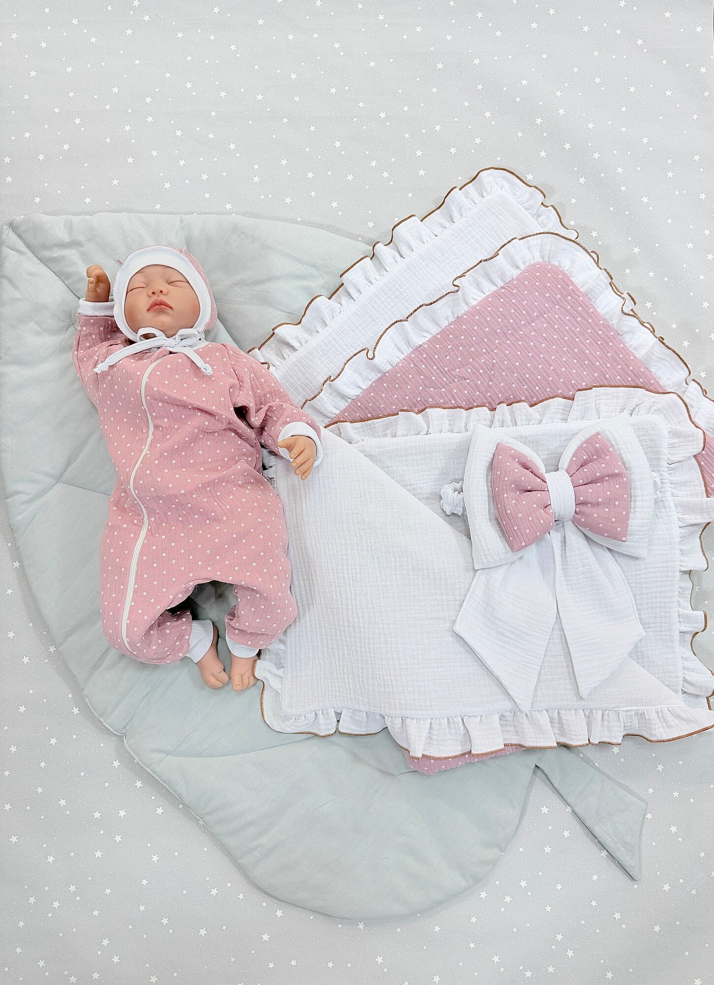 Комплект на выписку ALMeretskaya "Мармеладка", для новорожденных, муслин