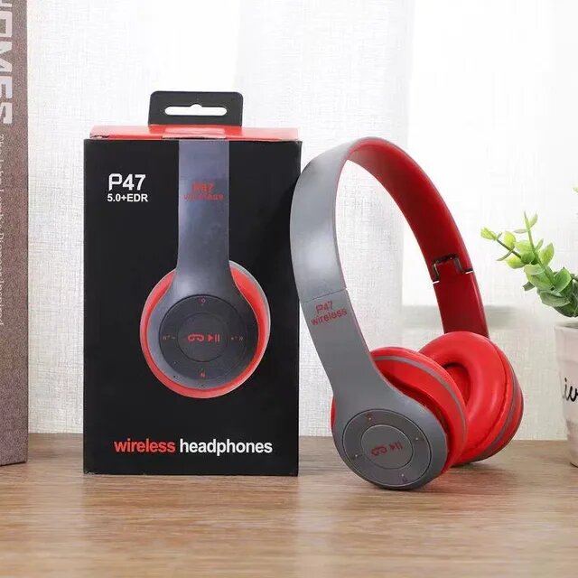 Наушники P47 Stereo Headphones 5.0 Bluetooth для iPhone и Xiaomi, складная серия, беспроводные спортивные и игровые наушники.