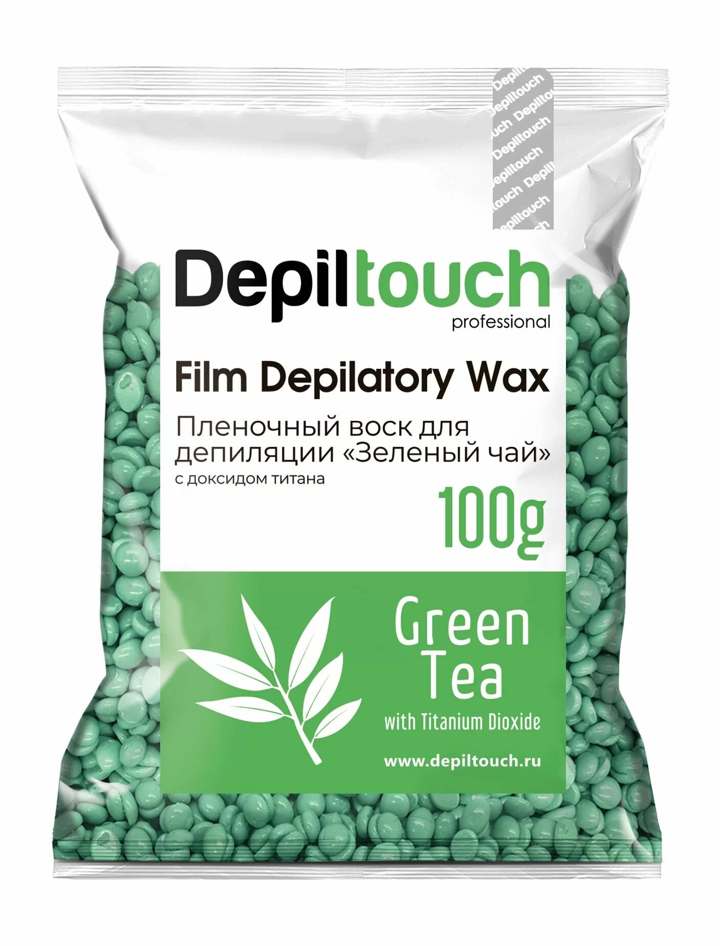 DEPILTOUCH Воск пленочный натуральный Green Tea с ароматом зелёного чая, 100 г