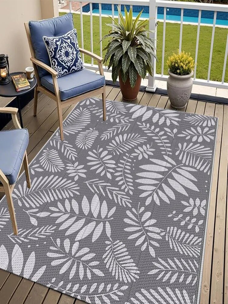 Ковер безворсовый Классический серый + белый 120x180 см