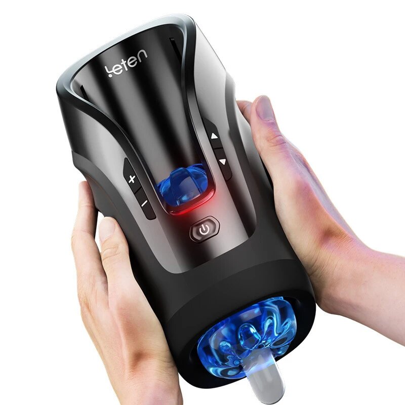 Новый автоматический телескопический мастурбатор Leten Powerful High Speed Male, глубина 75 мм, глубокий горло, сосание, толкание - профессиональный сексуальный игрушка для мастурбации