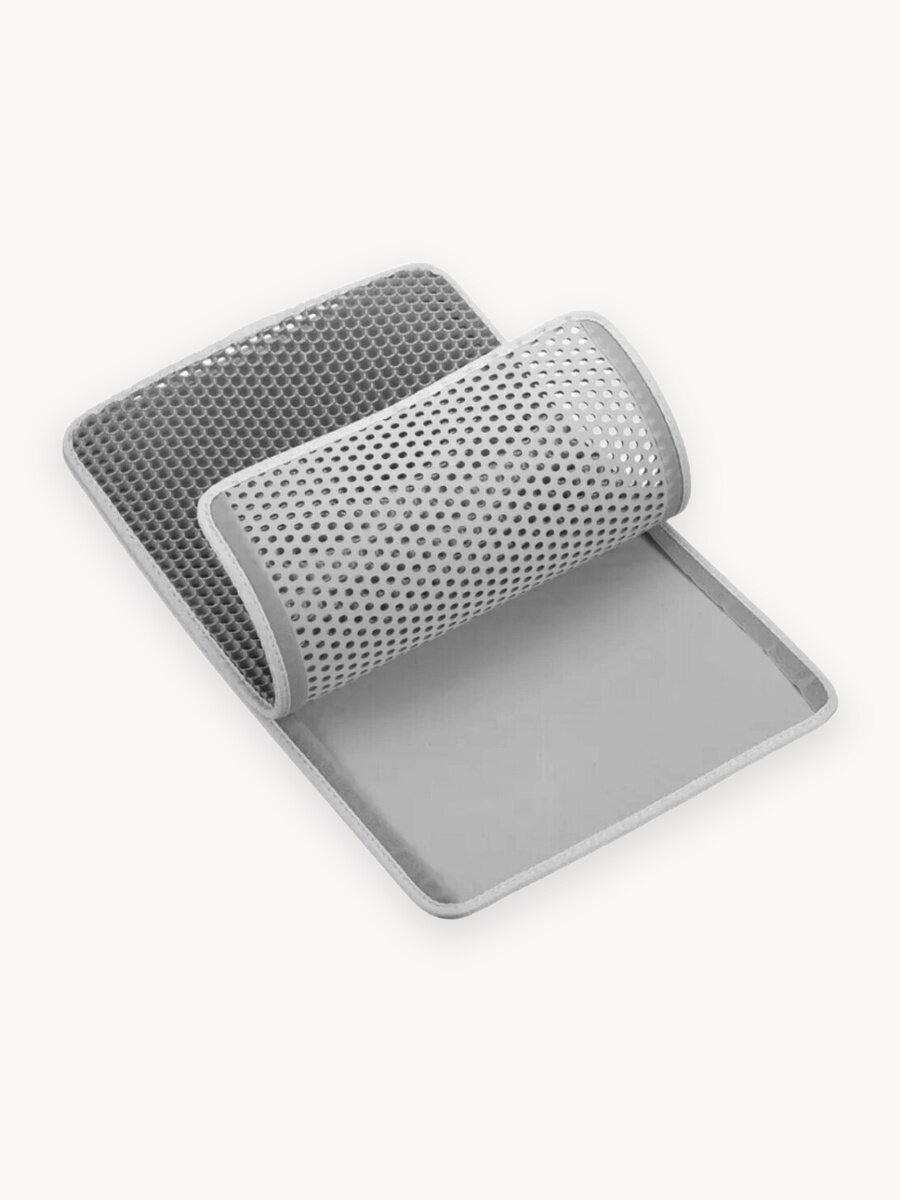 Двухслойный коврик под лоток 55х75 см для кошачьего туалета, серый