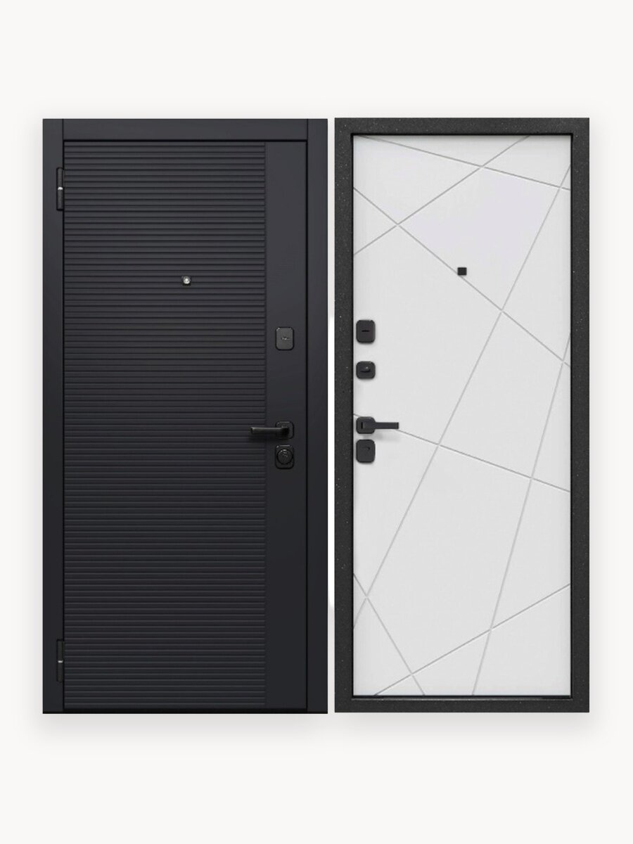 Входная дверь Ferroni 7,5 см Черный Кварц Сатин Белый (960мм) левая