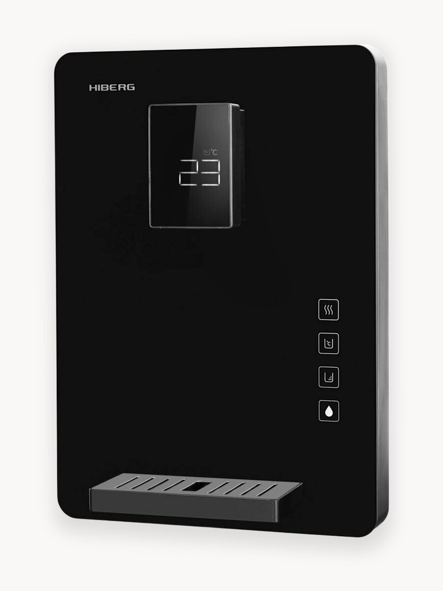 Диспенсер для воды HIBERG DW 500 GB, 2 типа подключения, 4 режима нагрева, выбор объёма автоподачи воды, чёрное стекло