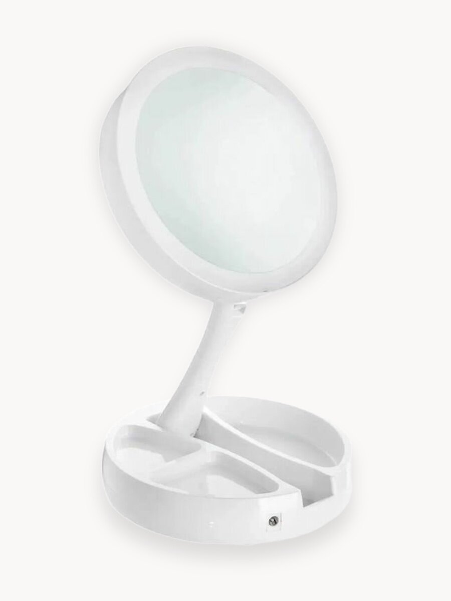 Настольное зеркало двухстороннее, с 10x увеличением, с подсветкой