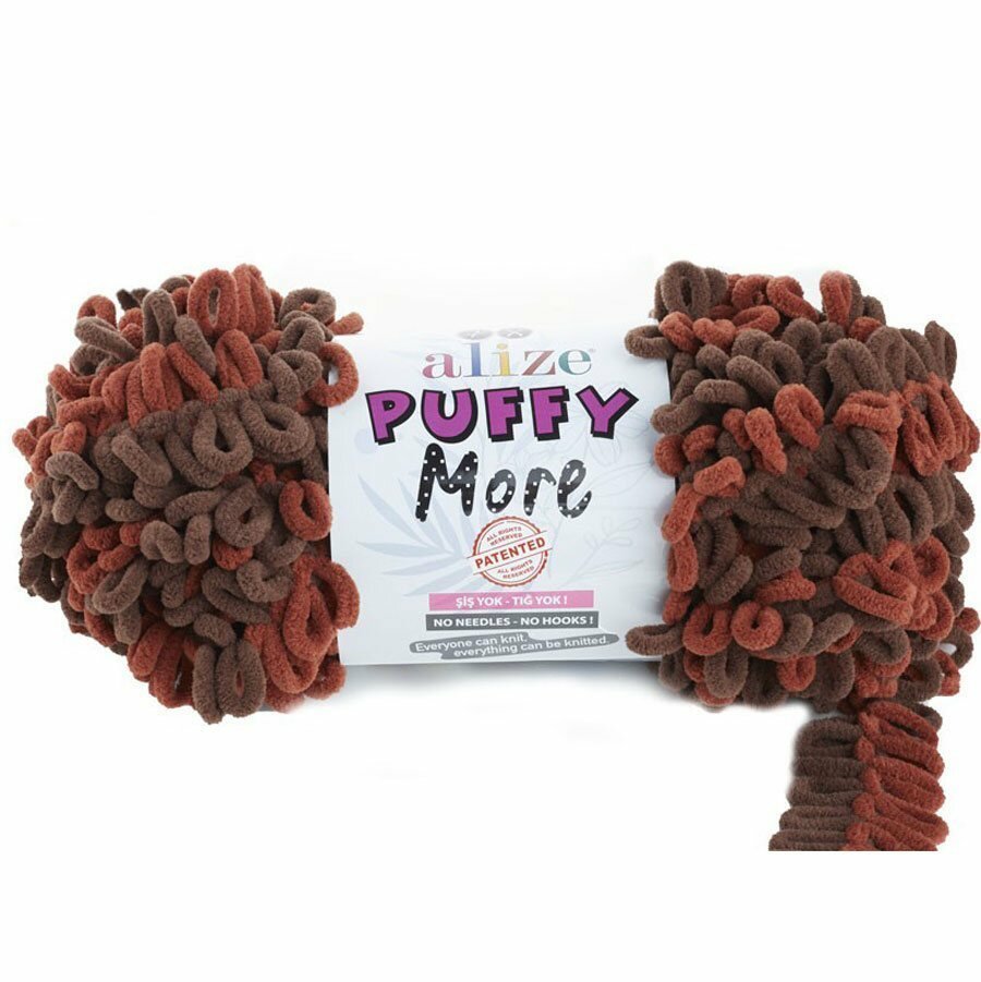 Пряжа Alize PUFFY MORE 6290 коричневый/терракот (2 мотка)