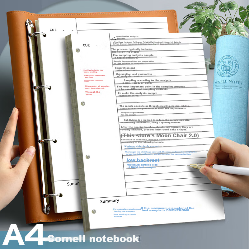 【Back to School Recommendation】jiaranheng A4 Large Size Cornell Soft Leather Loose-leaf Notebook Mind Map Replaceable Inner Core Notebook College Students Postgraduate Entrance Examination Notebook 5R