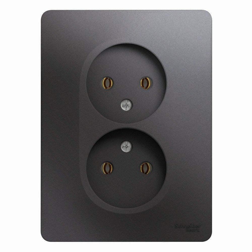 Glossa Графит Розетка 2-ая б/з (в сборе), Systeme Electric, GSL001320