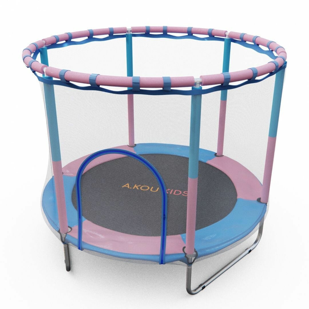 Батут детский DFC A.KOU KIDS 55" (140 см) с сеткой, уличный, розовый/голубой