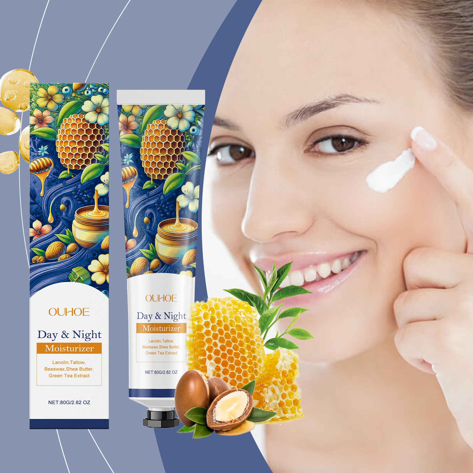 Дневной и ночной увлажняющий крем питает и увлажняет кожу, мягко восстанавливает нежную кожу, омолаживает дневной и ночной увлажняющий крем