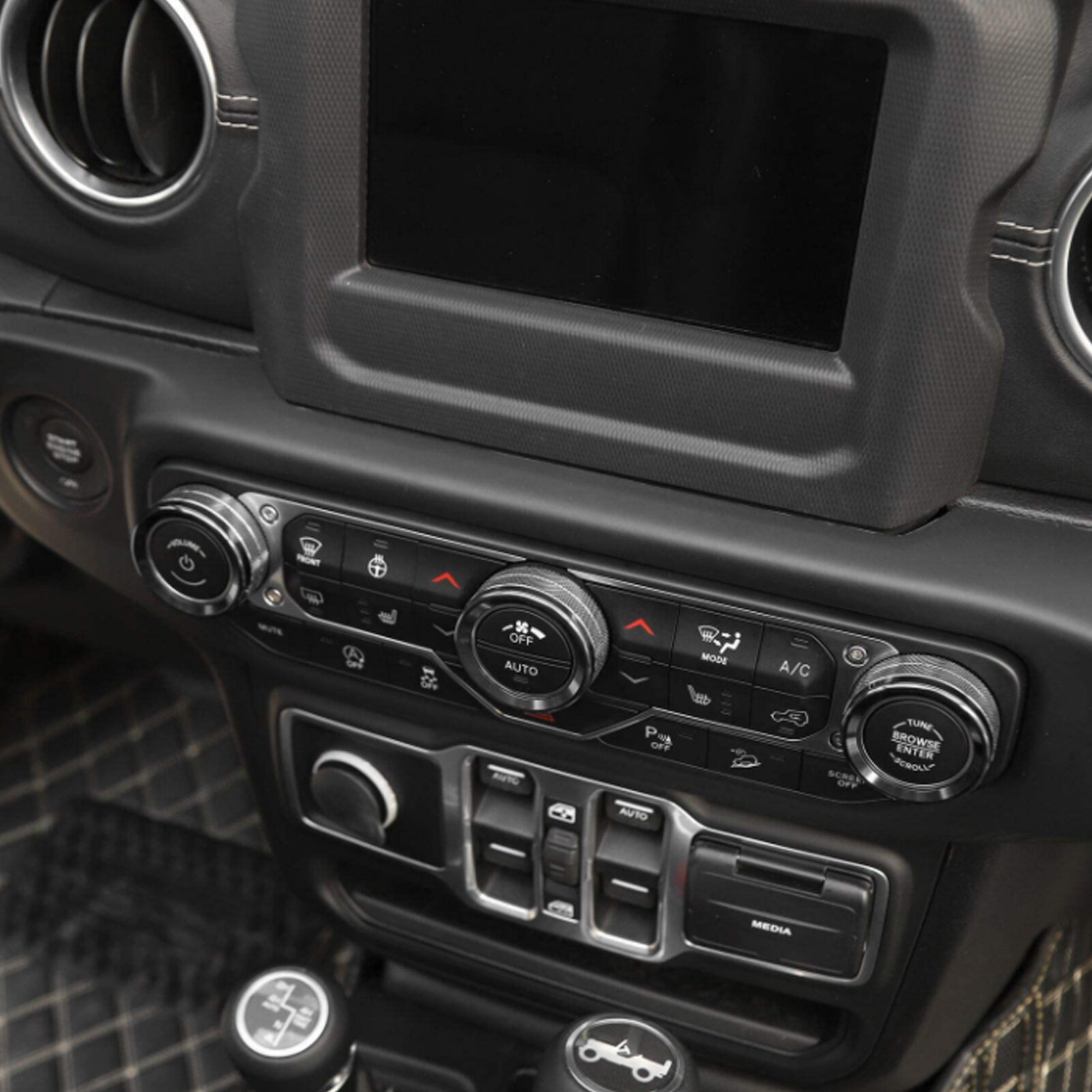 Крышка кнопки кондиционера, замена ручки переключателя фар, аксессуары для Jeep Wrangler JL 2018‑2021, черный