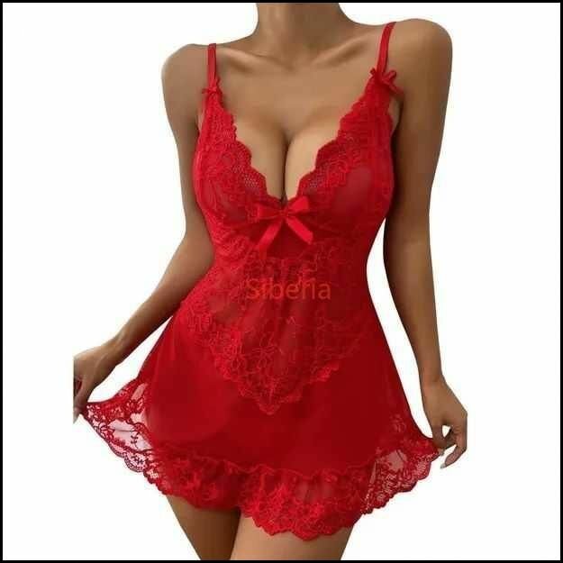 Пеньюар, кружевной комплект, цвет красный, размер L