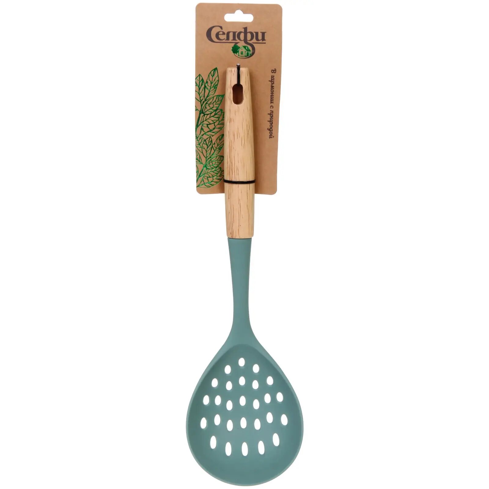 Шумовка кухонная силиконовая «OLIVA» 36,5см, удобная, легкая, для процеживания