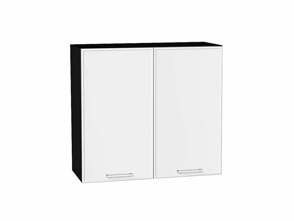 VVT Шкаф верхний с 2-мя дверцами Квадро Graphite, Белый, 720, 800 В*Ш*Г 716*800*321, фасад МДФ Белый, корпус Graphite Белый