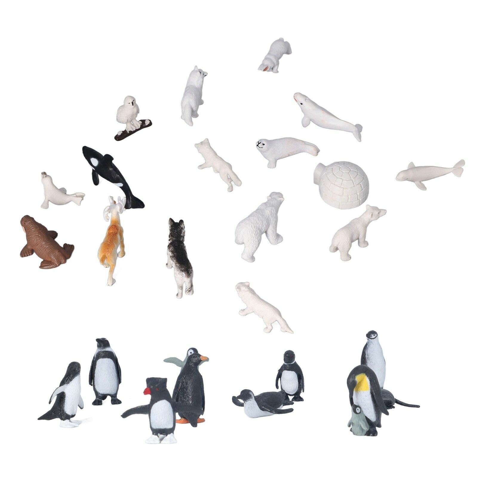 Фигурки пингвинов, медведей и китов для коллекции, реалистичные модели животных из пластика, 25 фигурок + домик, образовательная игрушка