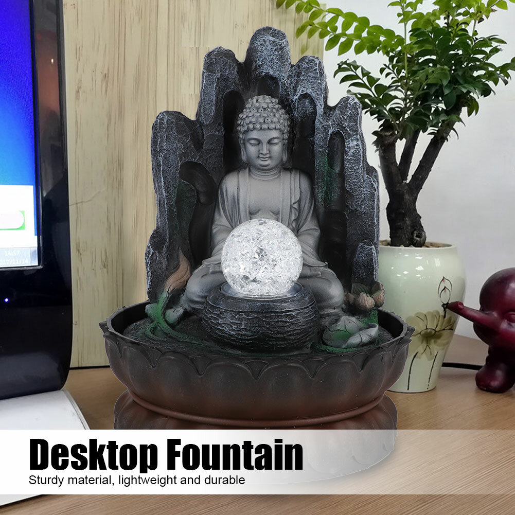 Уникальный настольный фонтан в форме Будды, украшение из смолы, домашний настольный орнамент с вилкой LightEU, 220 В