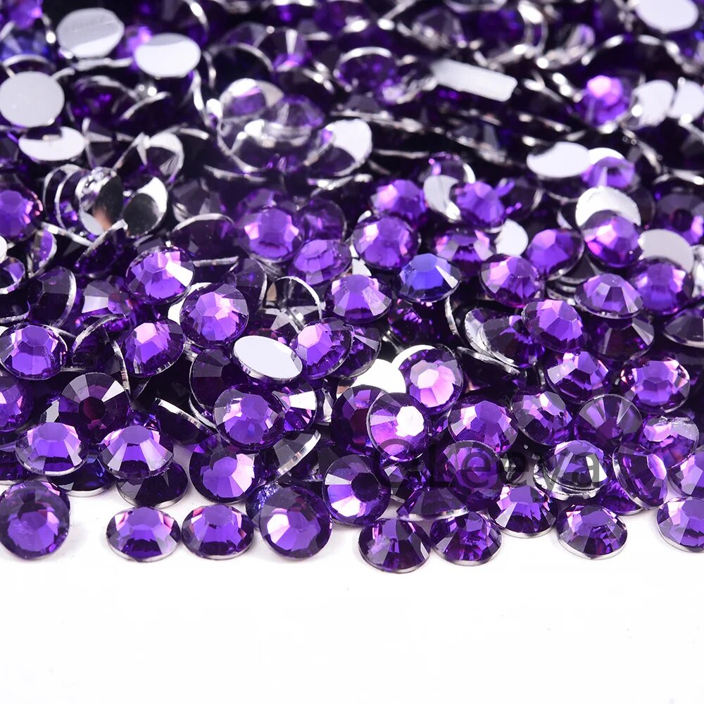 Стразы OLeeya круглые 2-6 мм для декорирования Фиолетовый, 4mm 2000pcs, Dk Amethyst